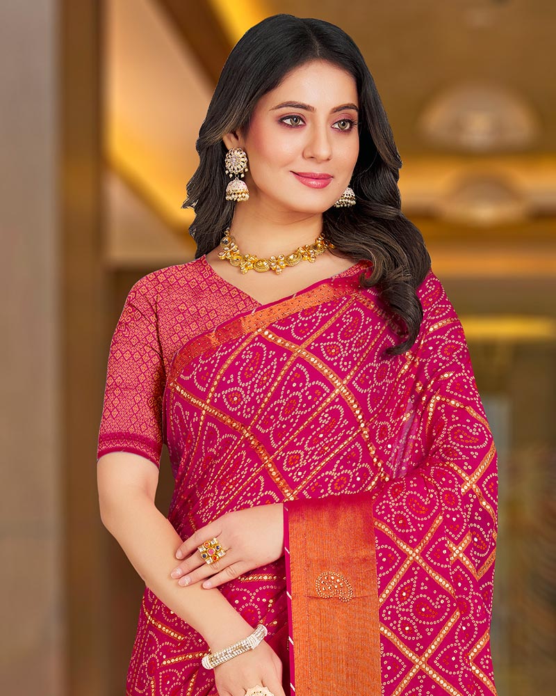 8+ Trendy Bandhani Saree Blouse Designs ideas for saree